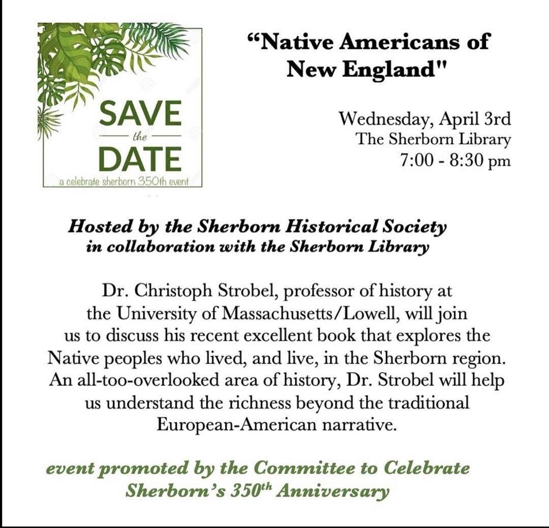 coming on April 3rd – Sherborn History